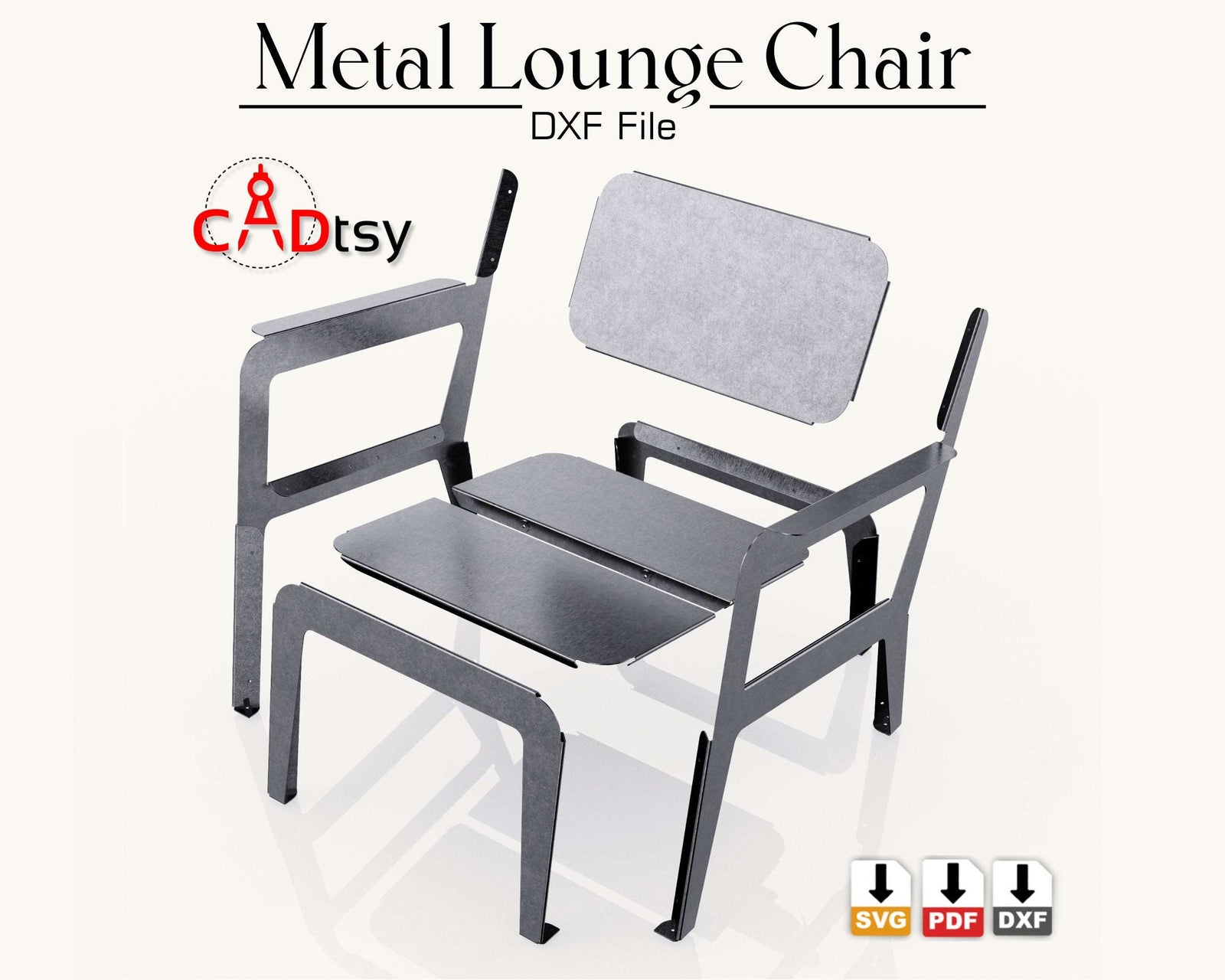 Metal Lounge Chair DXF File | Contemporary CNC Plan | CADtsy - CADtsy