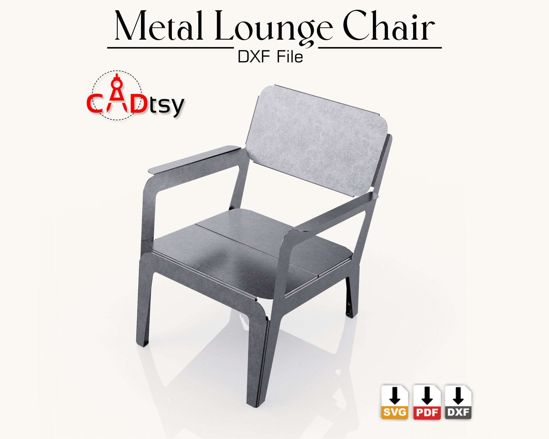 Metal Lounge Chair DXF File | Contemporary CNC Plan | CADtsy - CADtsy