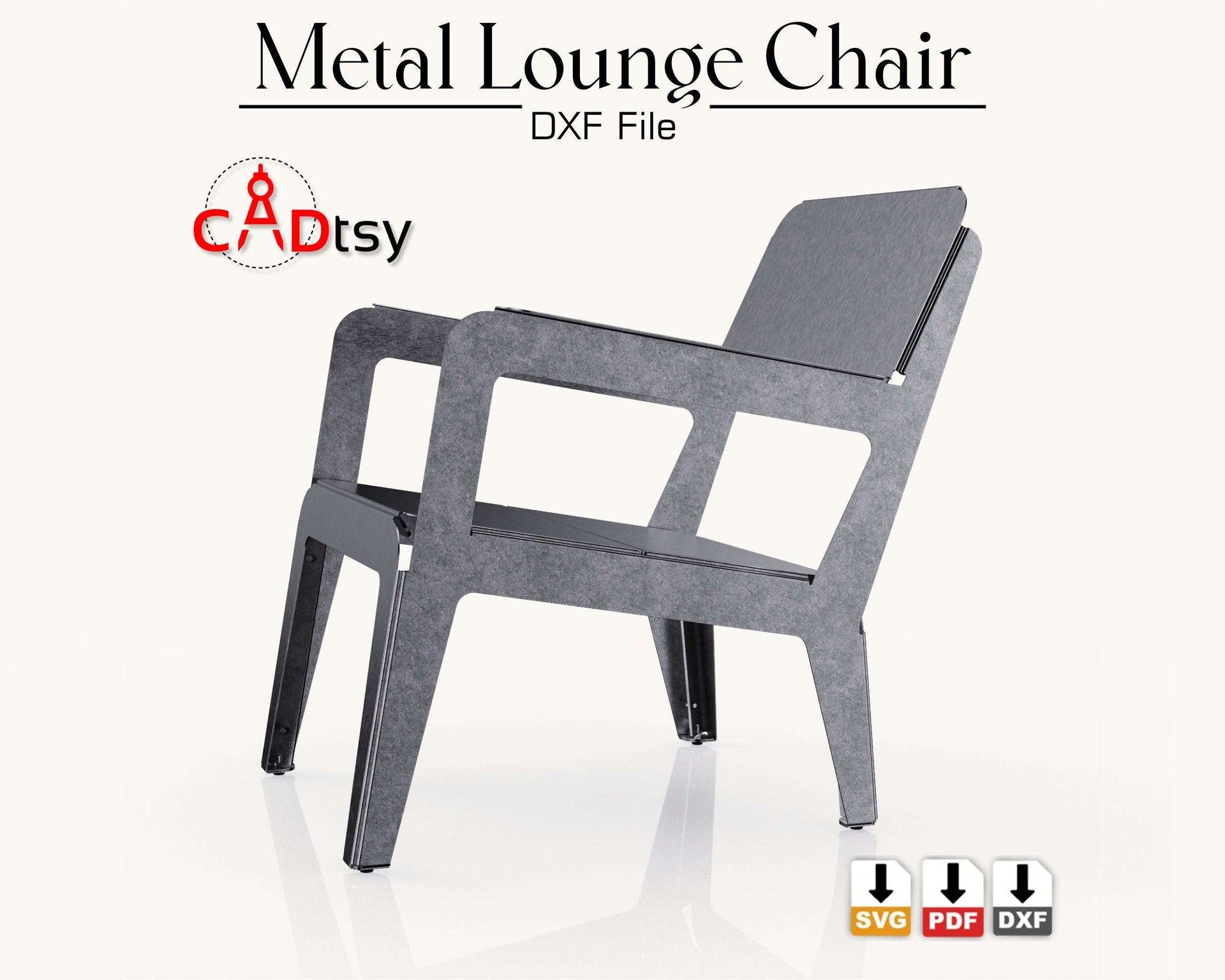 Metal Lounge Chair DXF File | Contemporary CNC Plan | CADtsy - CADtsy