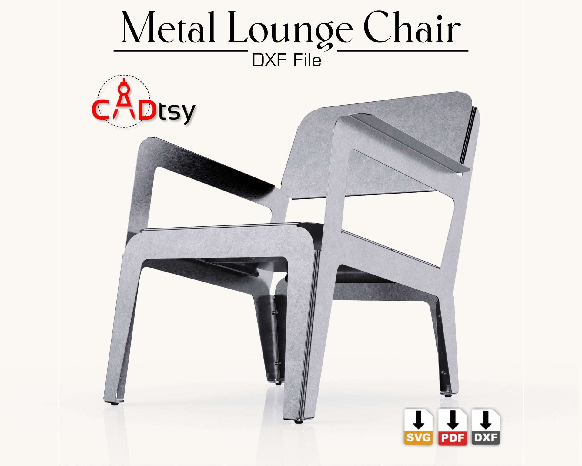 Metal Lounge Chair DXF File | Contemporary CNC Plan | CADtsy - CADtsy