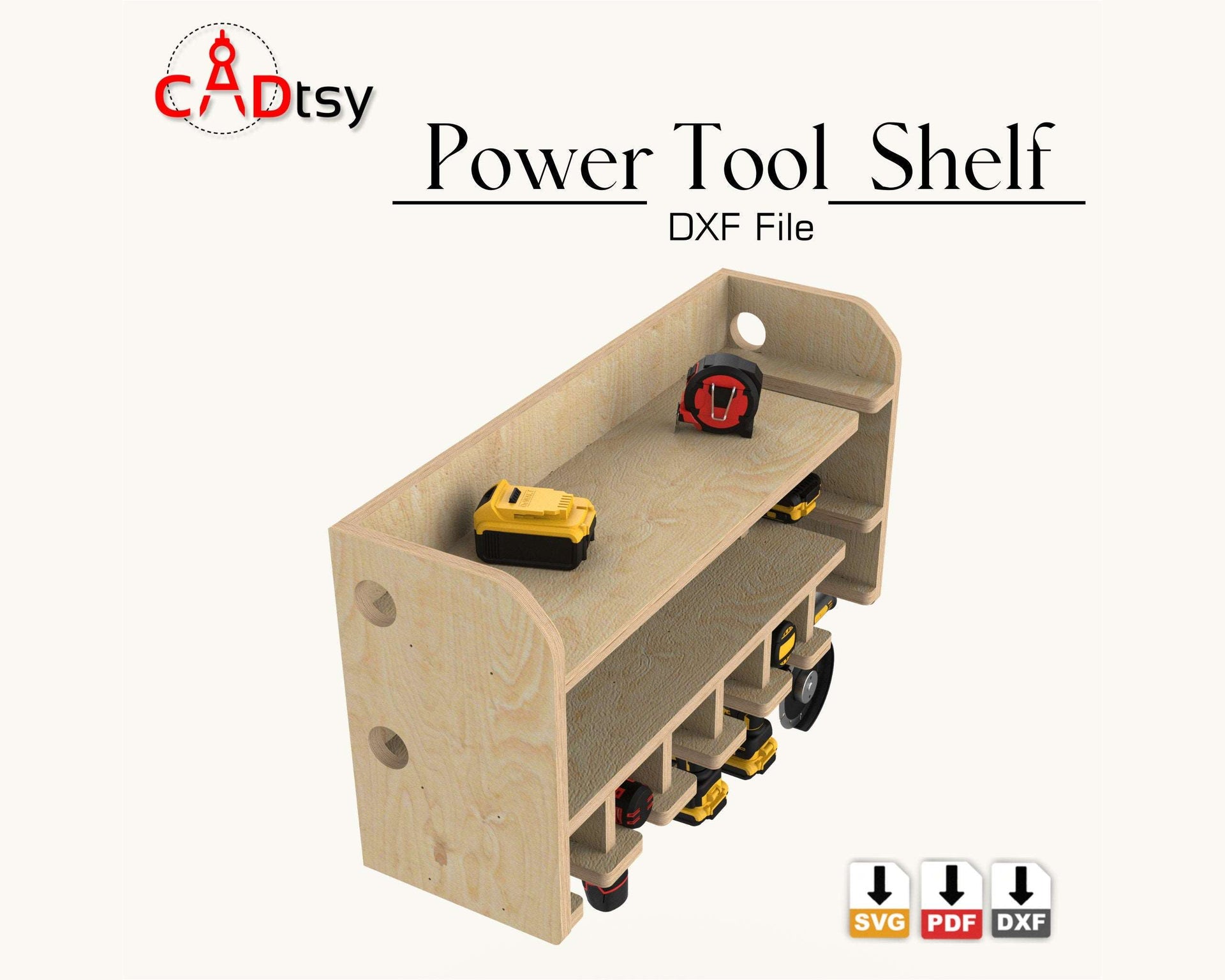 Power Tool Shelf DXF / SVG - CNC Router Cutting Files - CADtsy