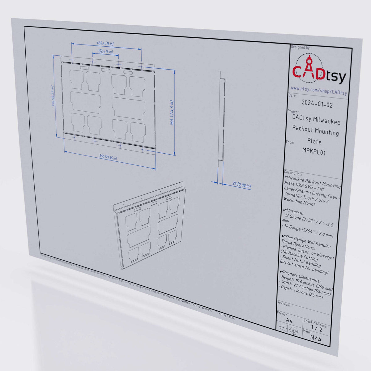 Milwaukee Packout Plate | Plasma DXF Files for CNC | CADtsy - CADtsy