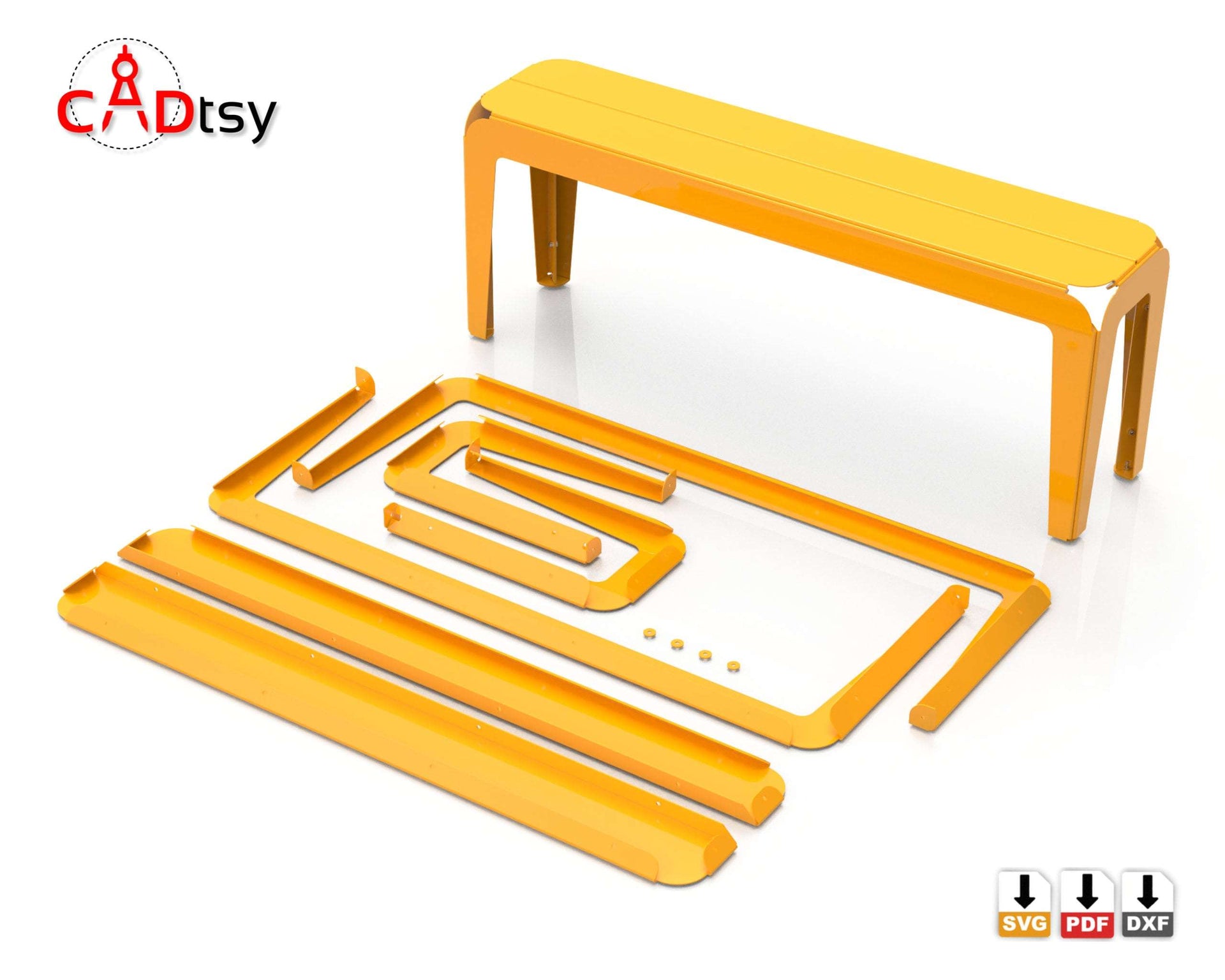 Metal Bench DXF Files (1200mm Narrow) | CNC Plasma | CADtsy - CADtsy