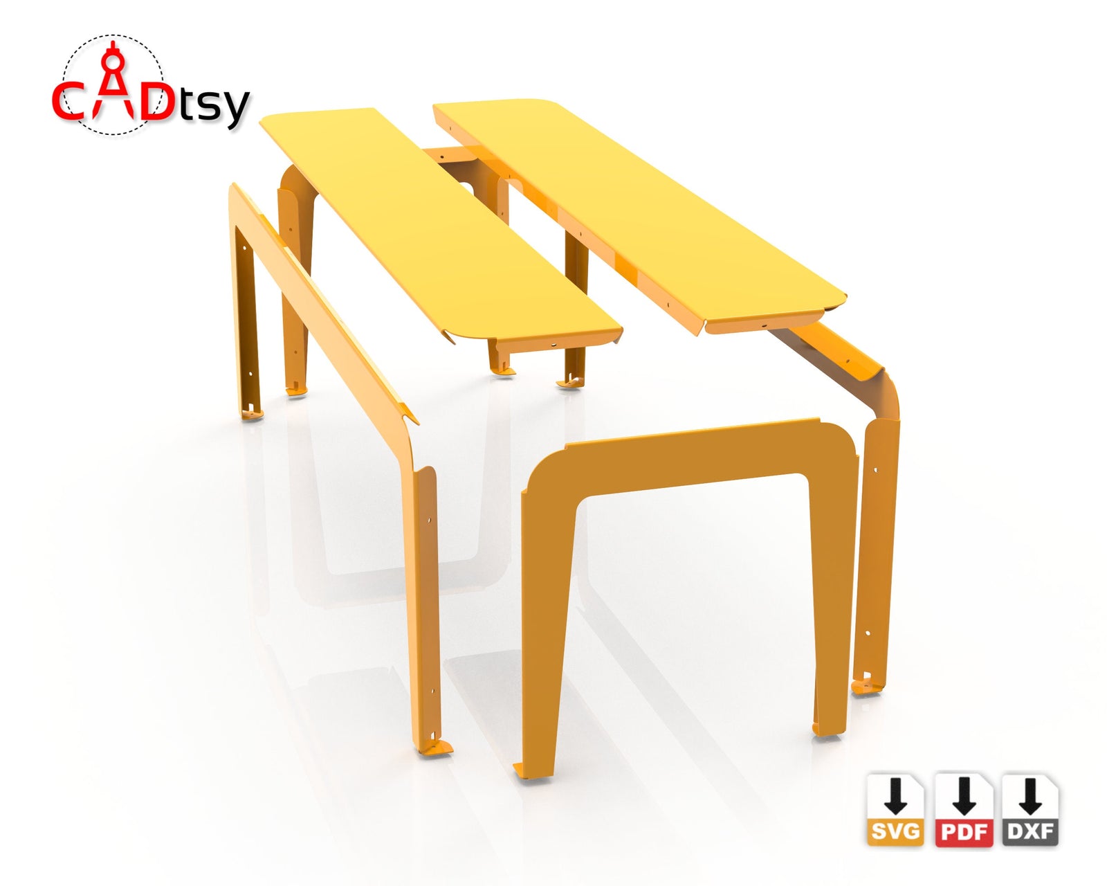 Metal Bench DXF Files for CNC (1400mm) | CADtsy - CADtsy