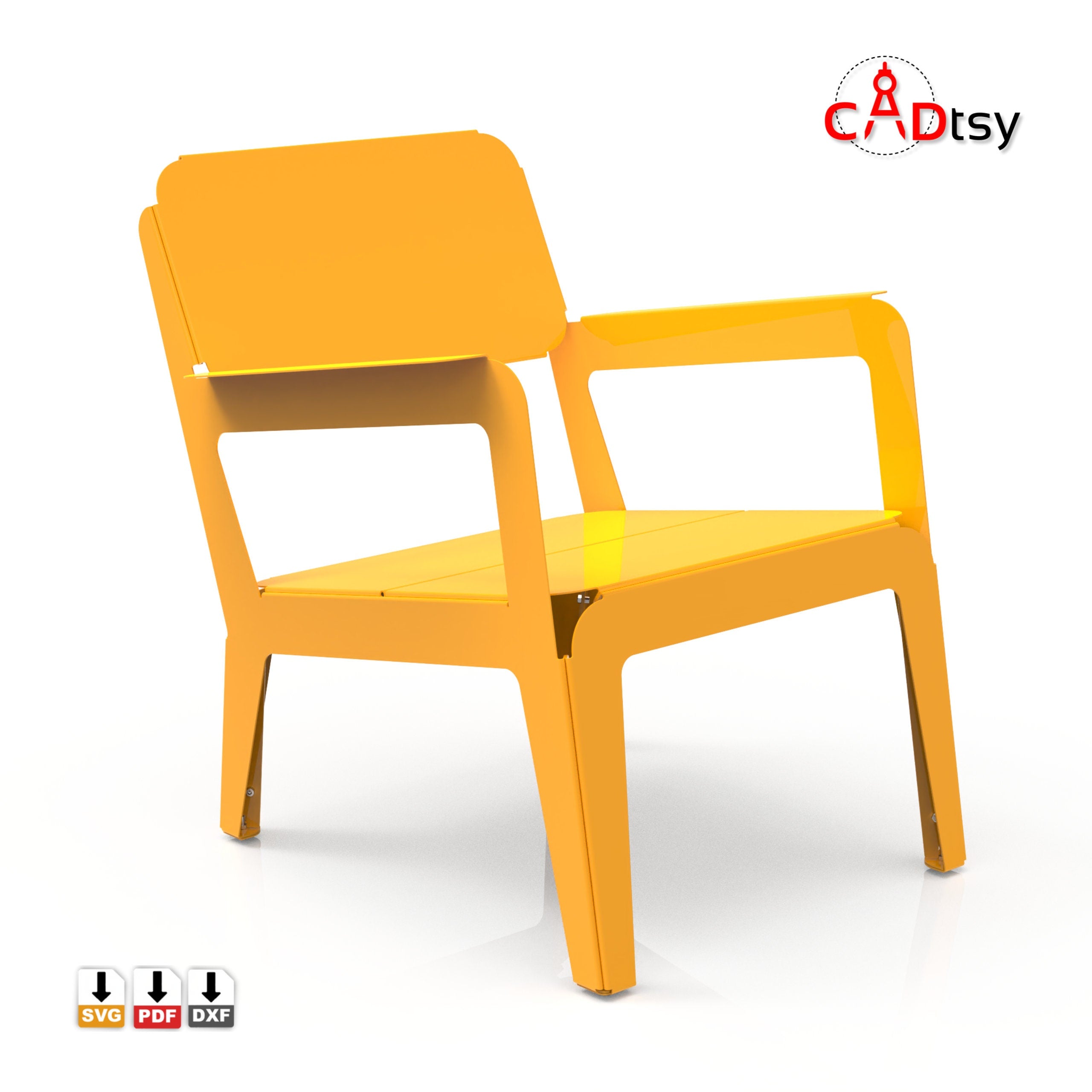 Metal Lounge Chair DXF File | Contemporary CNC Plan | CADtsy - CADtsy