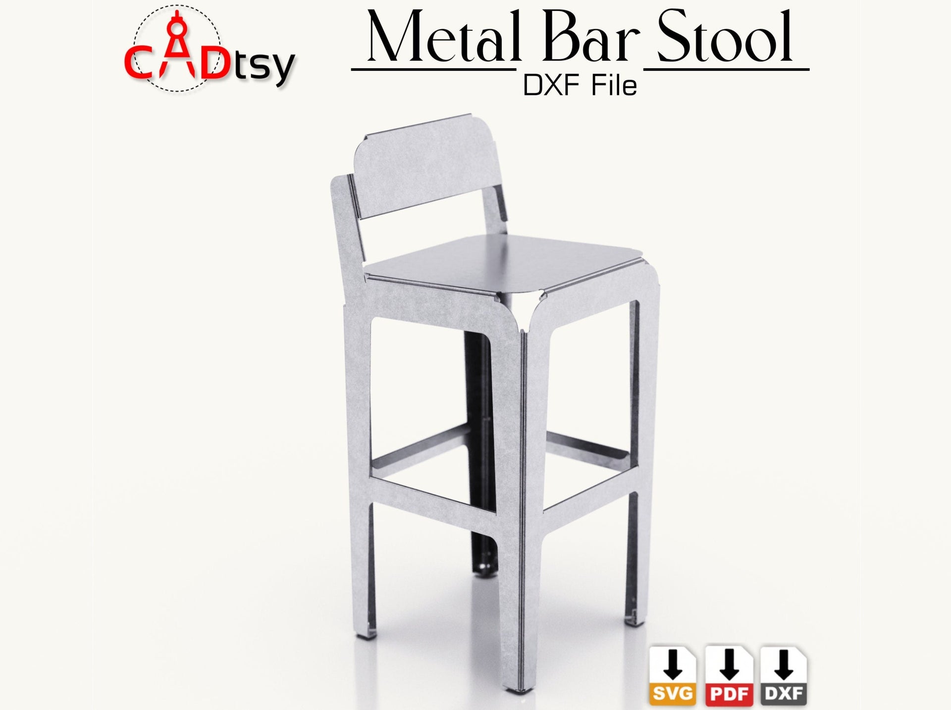 Metal Bar Stool DXF & SVG Files (30") | with Backrest | CADtsy - CADtsy