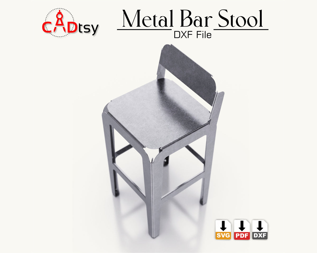 Metal Bar Stool DXF & SVG Files (30") | with Backrest | CADtsy - CADtsy