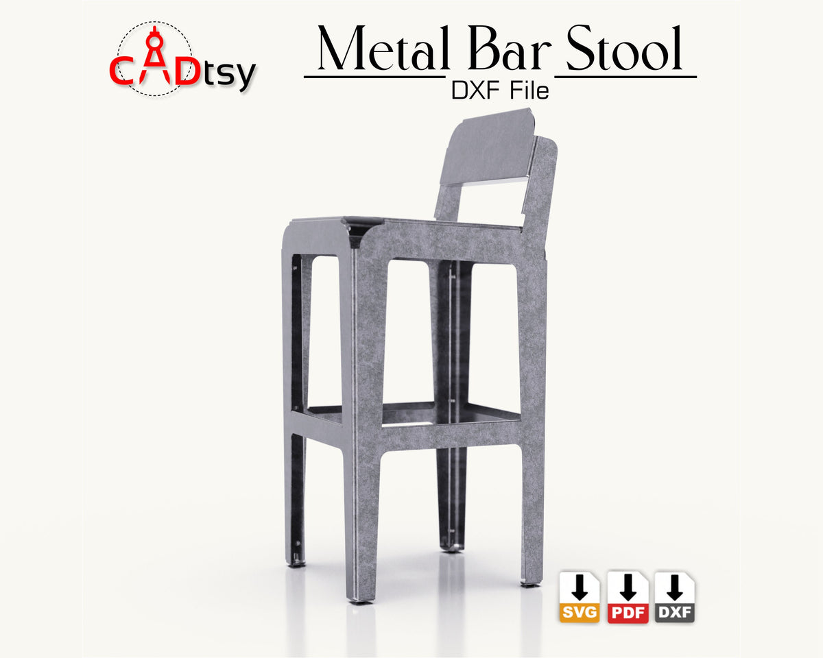Metal Bar Stool DXF & SVG Files (30") | with Backrest | CADtsy - CADtsy