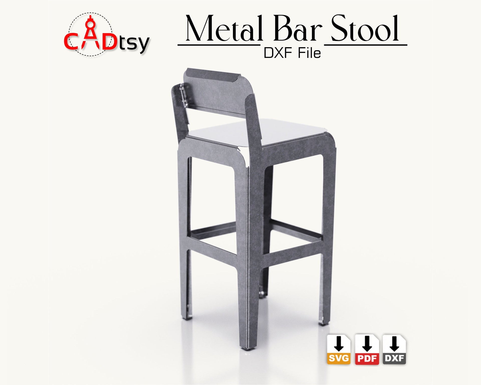 Metal Bar Stool DXF & SVG Files (30") | with Backrest | CADtsy - CADtsy